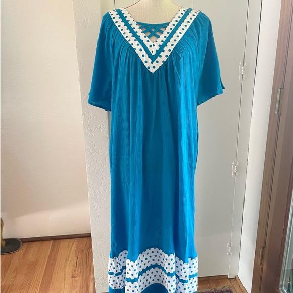Anthony Richards | Dresses | Fun Blue And White Muumuu | Poshmark